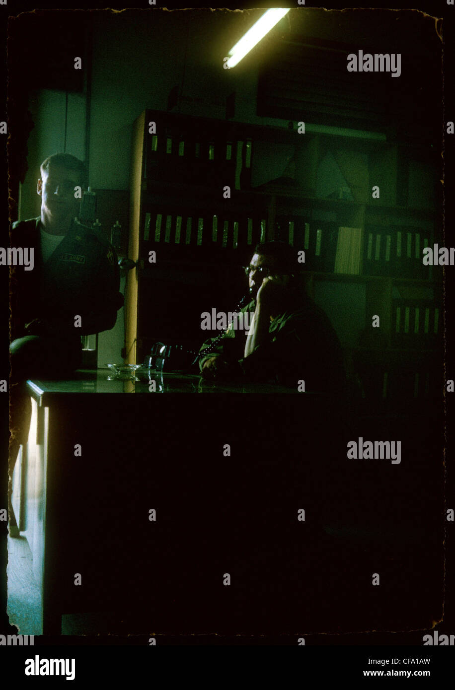 American soldier talking on phone during Vietnam War Stock Photo - Alamy