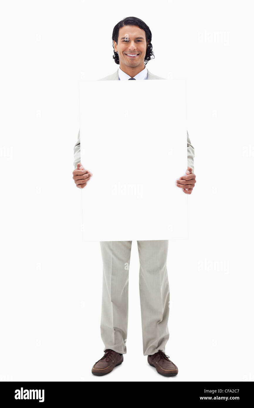 Man holding up blank sign Cut Out Stock Images & Pictures - Alamy