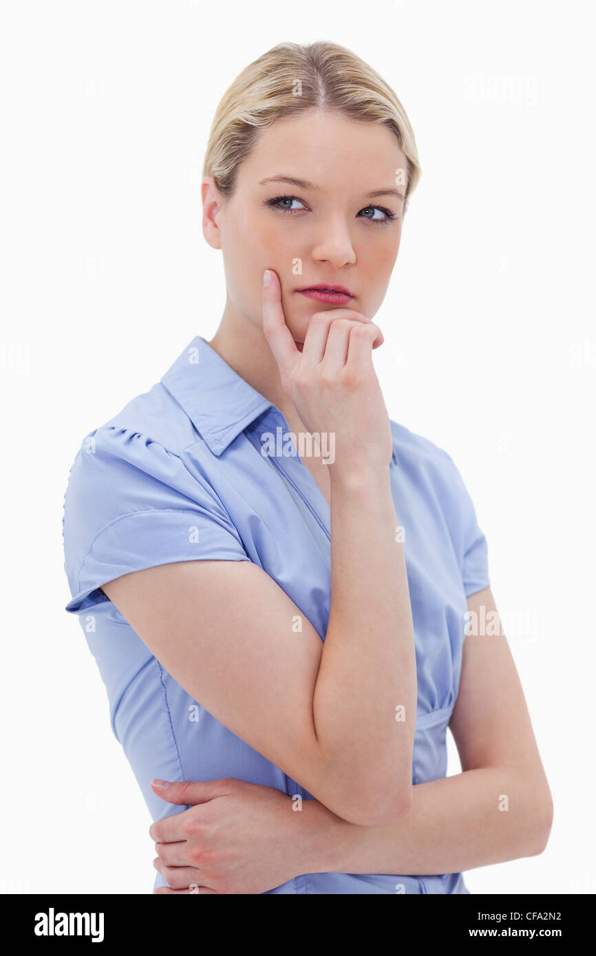 Thoughtful look serious woman hi-res stock photography and images - Alamy