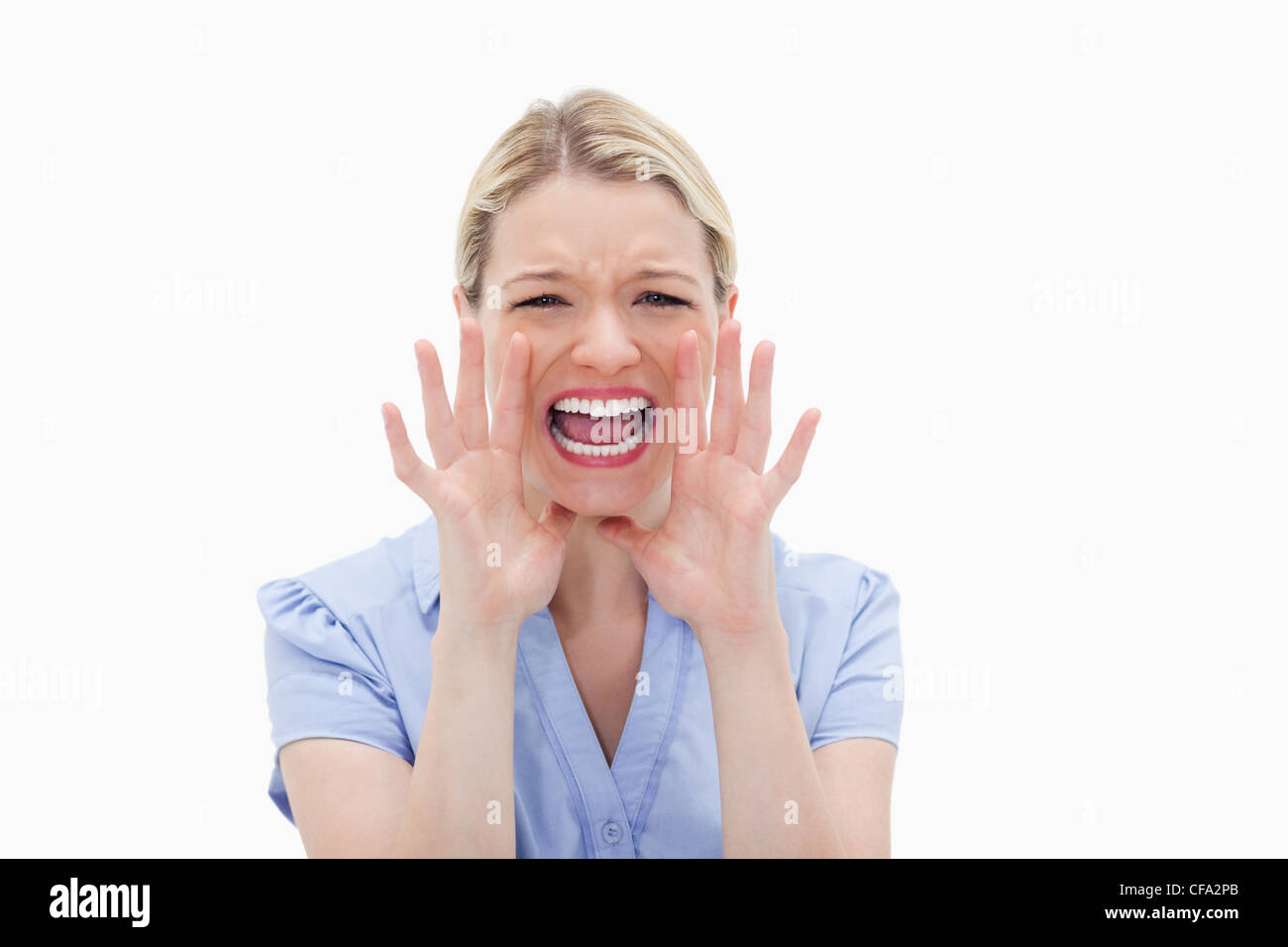 Frightened young woman Stock Photo - Alamy