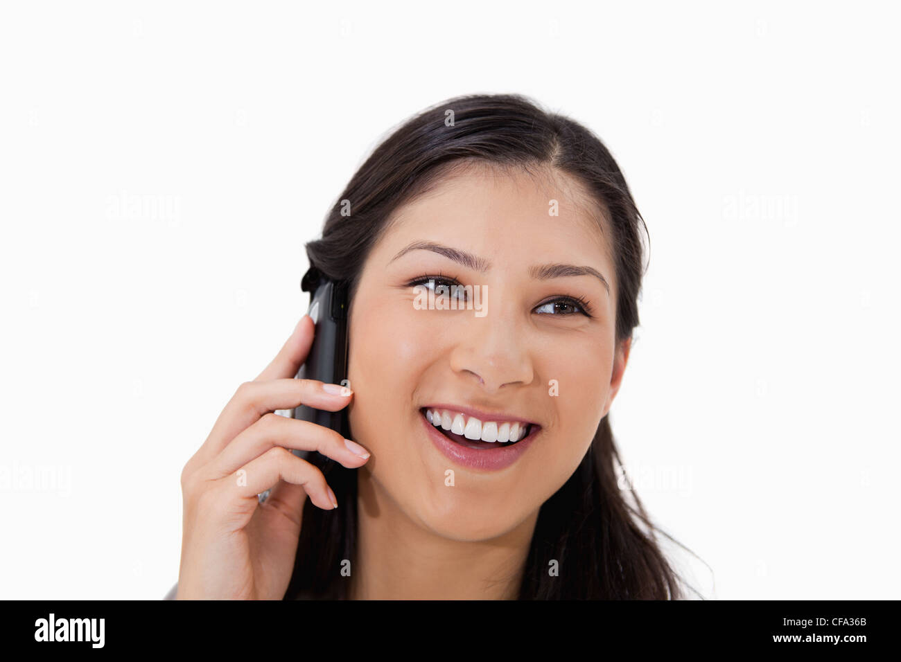 Female listening laughing cellphone call hi-res stock photography and ...