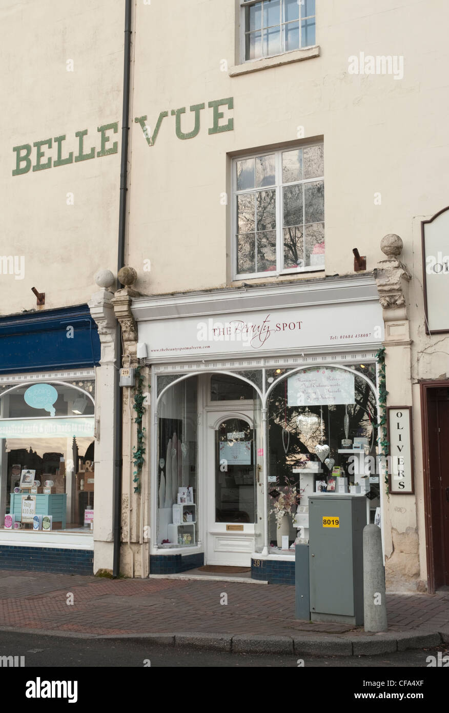 Shops at Belle View Terrace in Great Malvern Stock Photo - Alamy