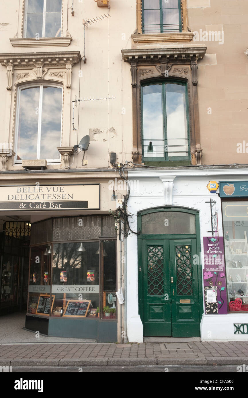 Shop windows at Belle View Terrace in Great Malvern Stock Photo - Alamy