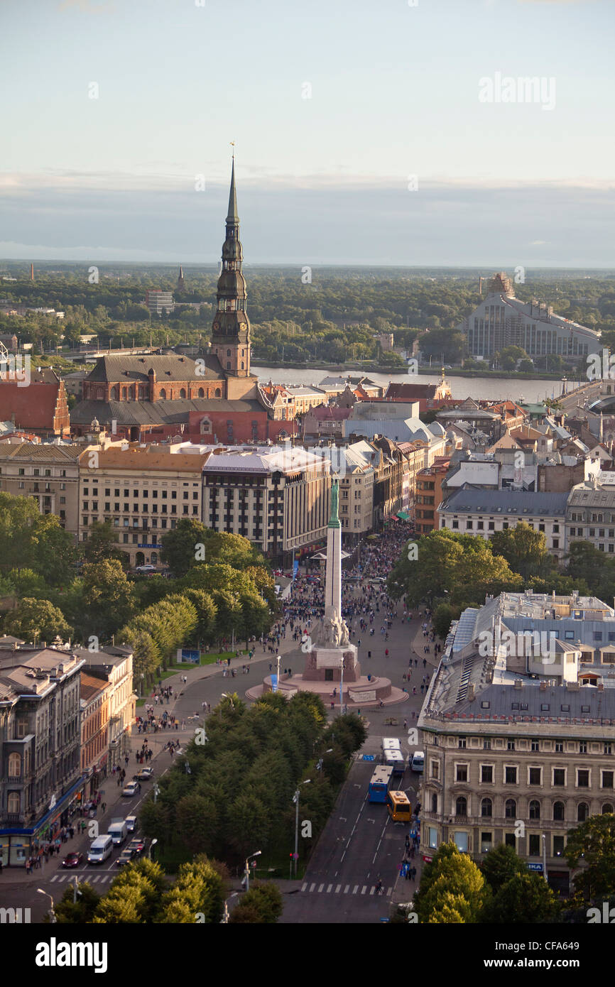 Riga, Latvia, Baltic, Europe, City, Freedom Monument, Square, San Peter ...