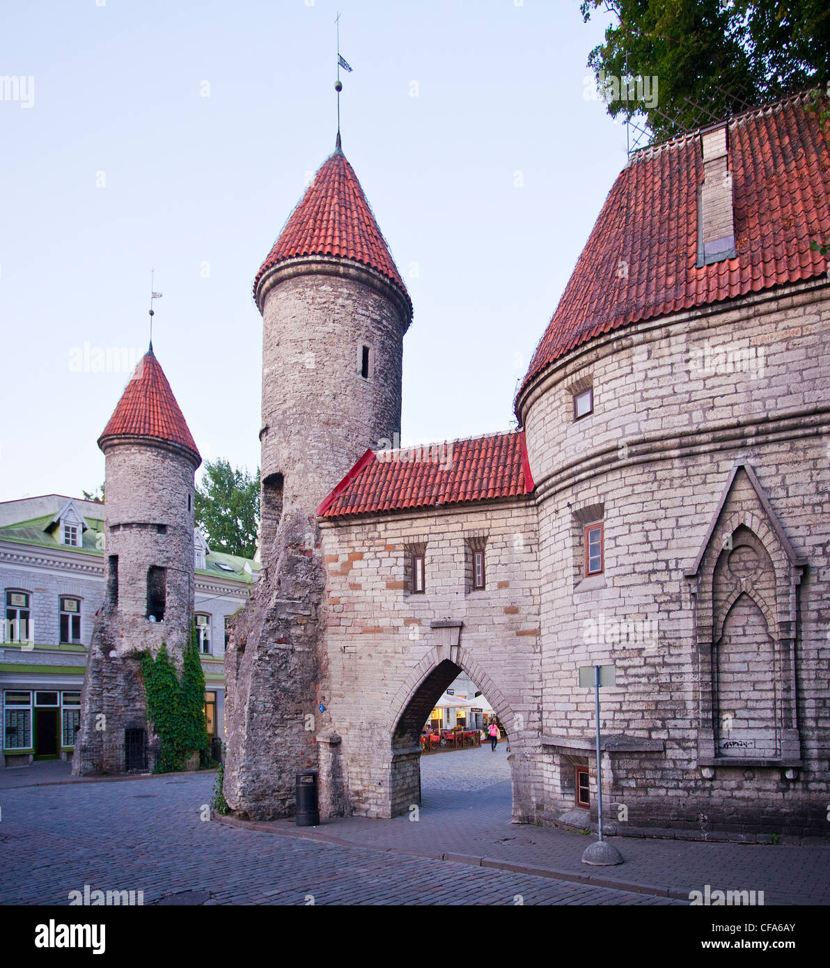 Estonia, Tallin, Tallinn, City, old town, Viru Gates, tower, wall Stock ...