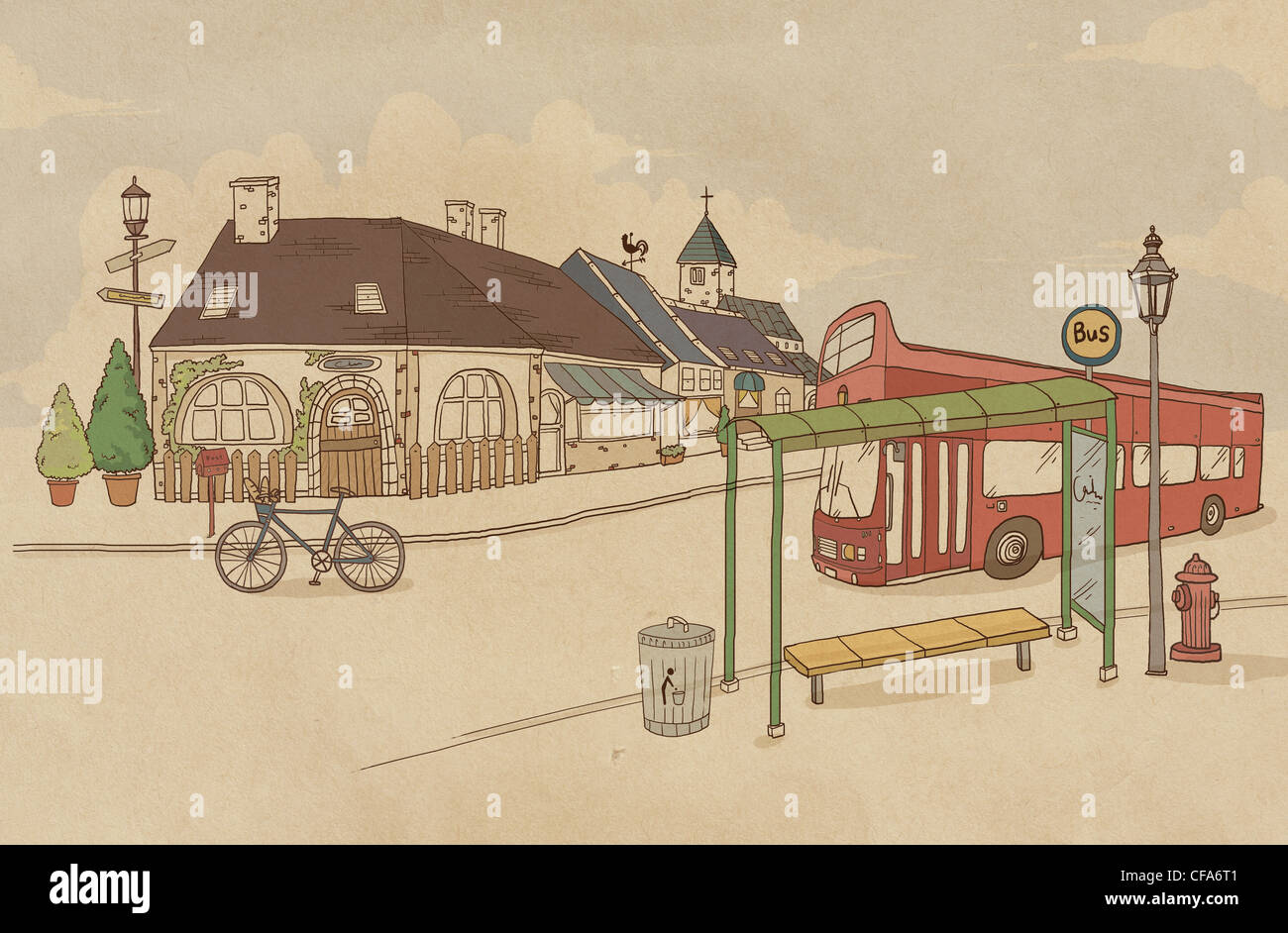 Old fashioned bus stop sign hi-res stock photography and images - Alamy