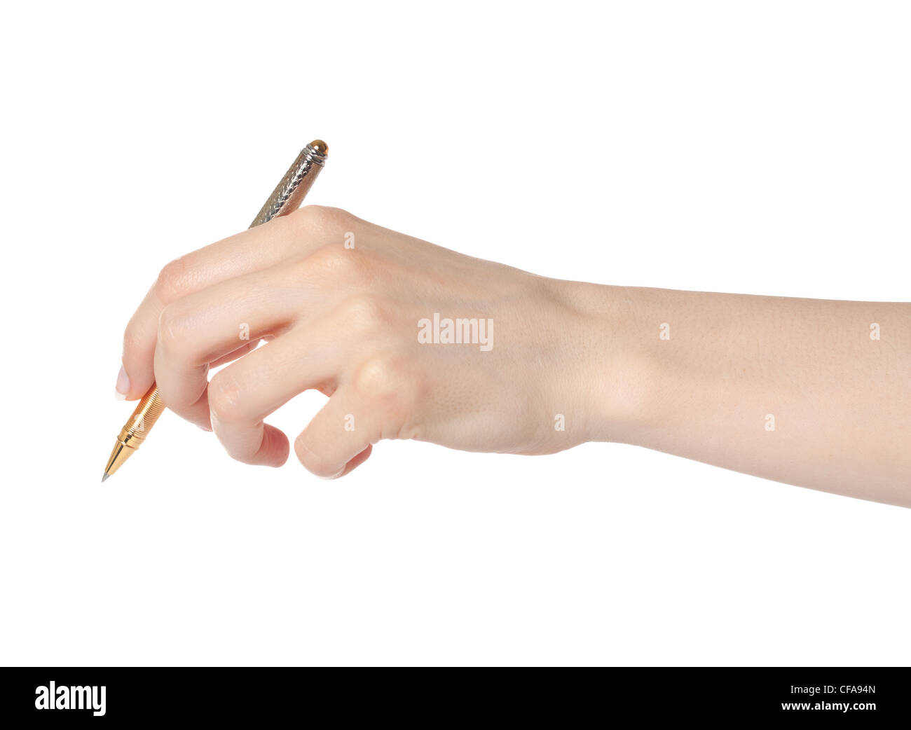 Woman hand writing with pen isolated on white background Stock Photo ...