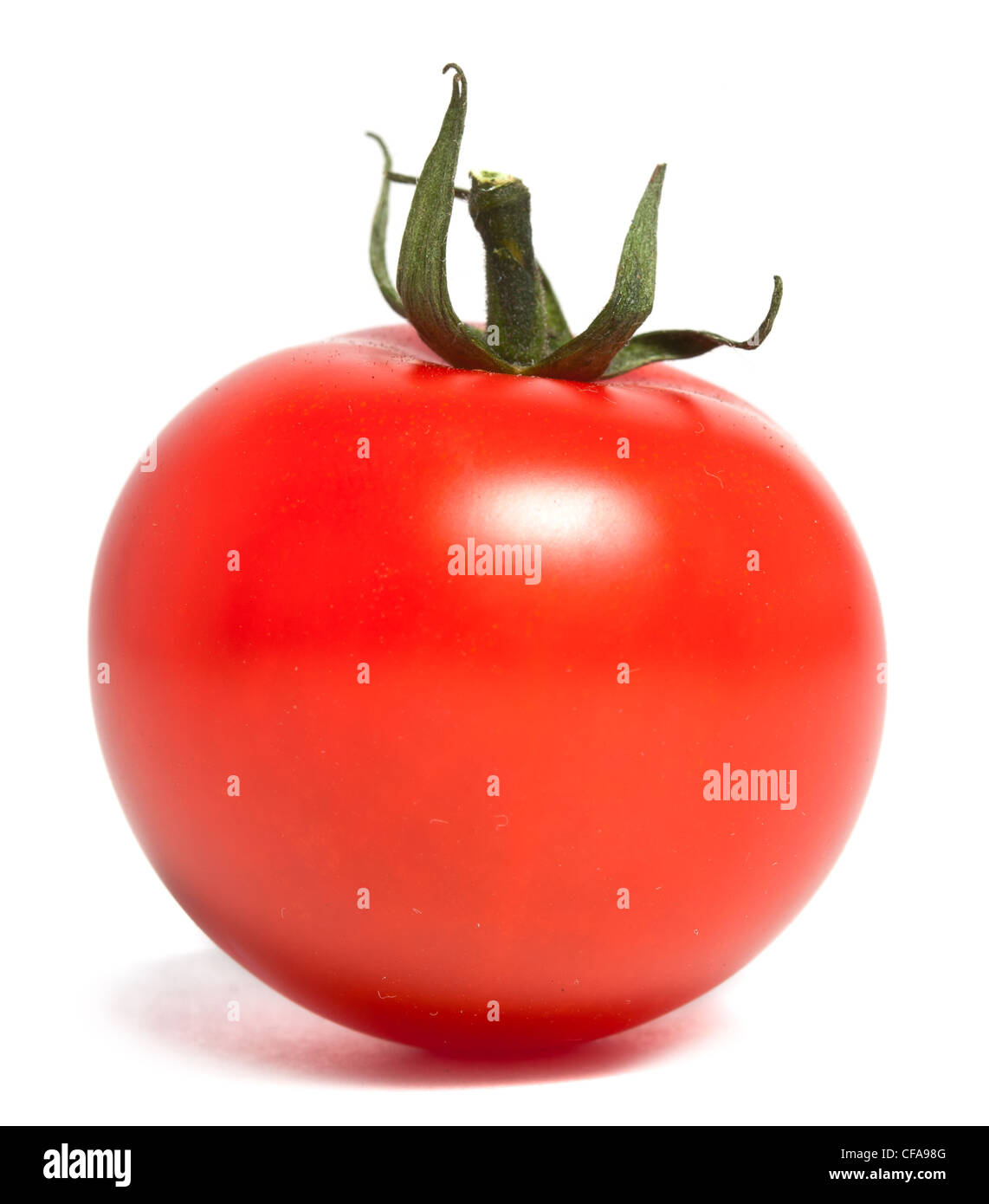 Single tomato with leaf on white background isolated with shadow Stock ...
