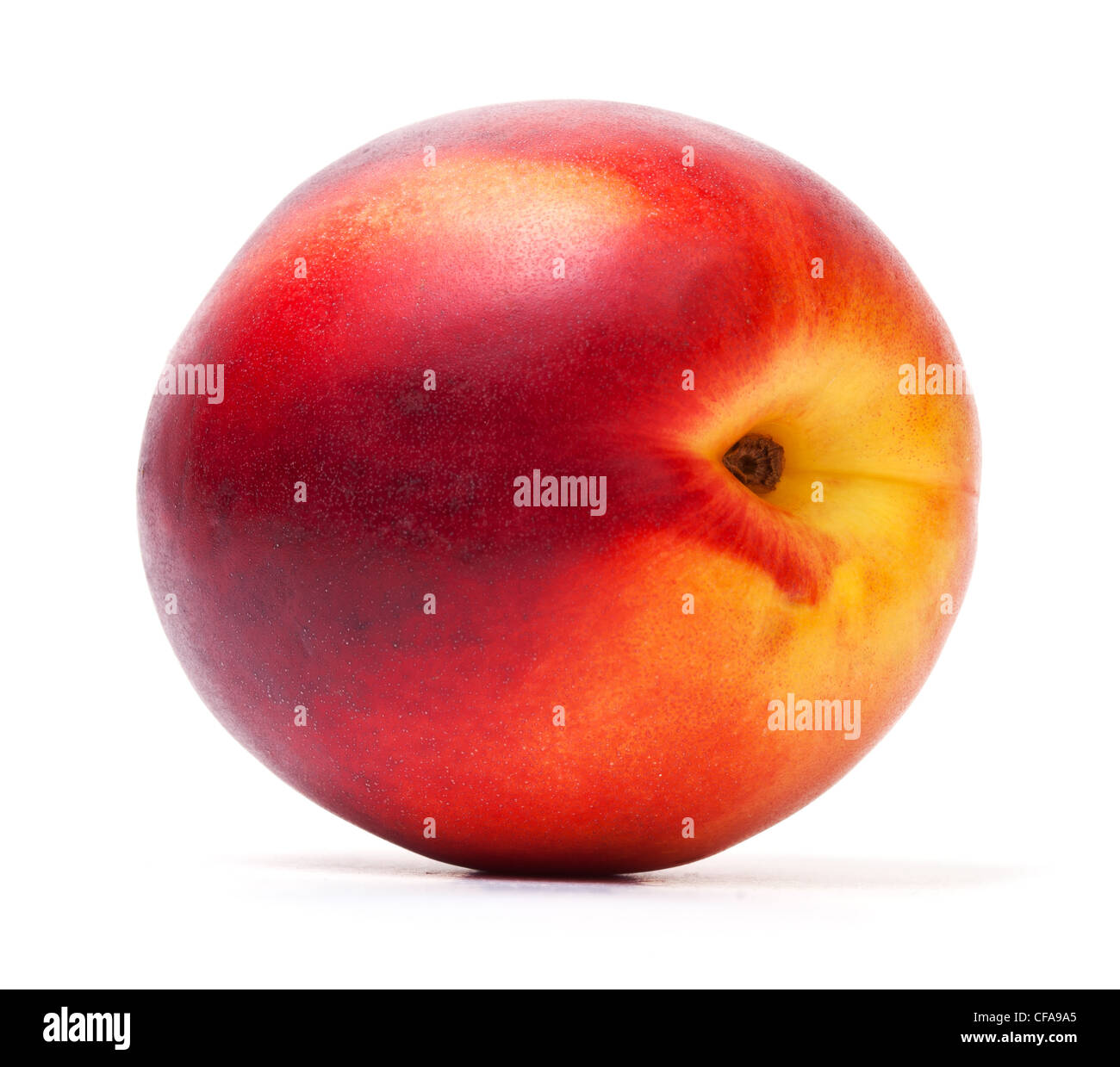 Single fresh nectarine isolated on white background Stock Photo - Alamy