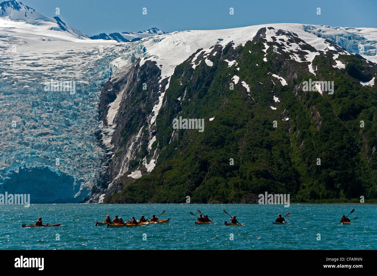 kayak, tour, group, Blackstone bay, prince William sound, Alaska, USA ...