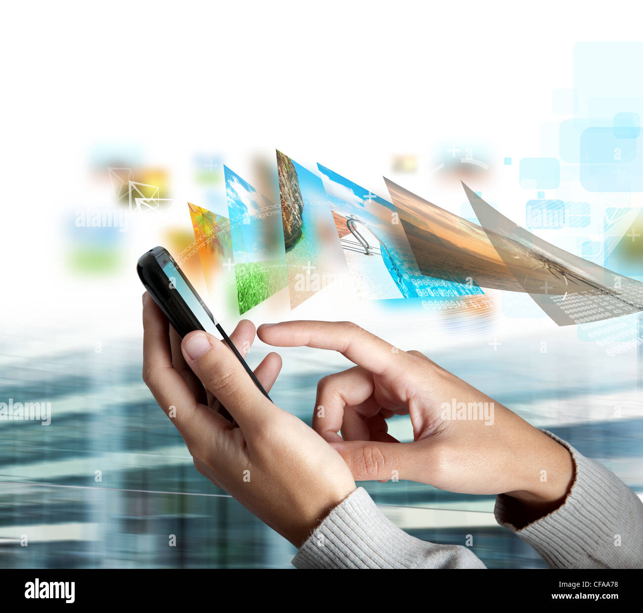 Modern touch screen mobile phone that send picture Stock Photo - Alamy