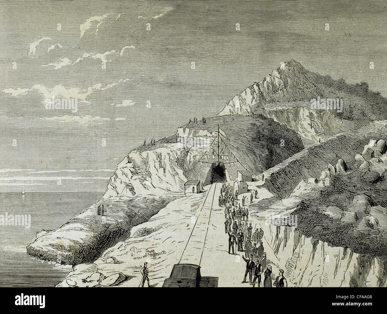 Railroad form Barcelona to Valls. Falconera tunnel on the Garraf coast ...