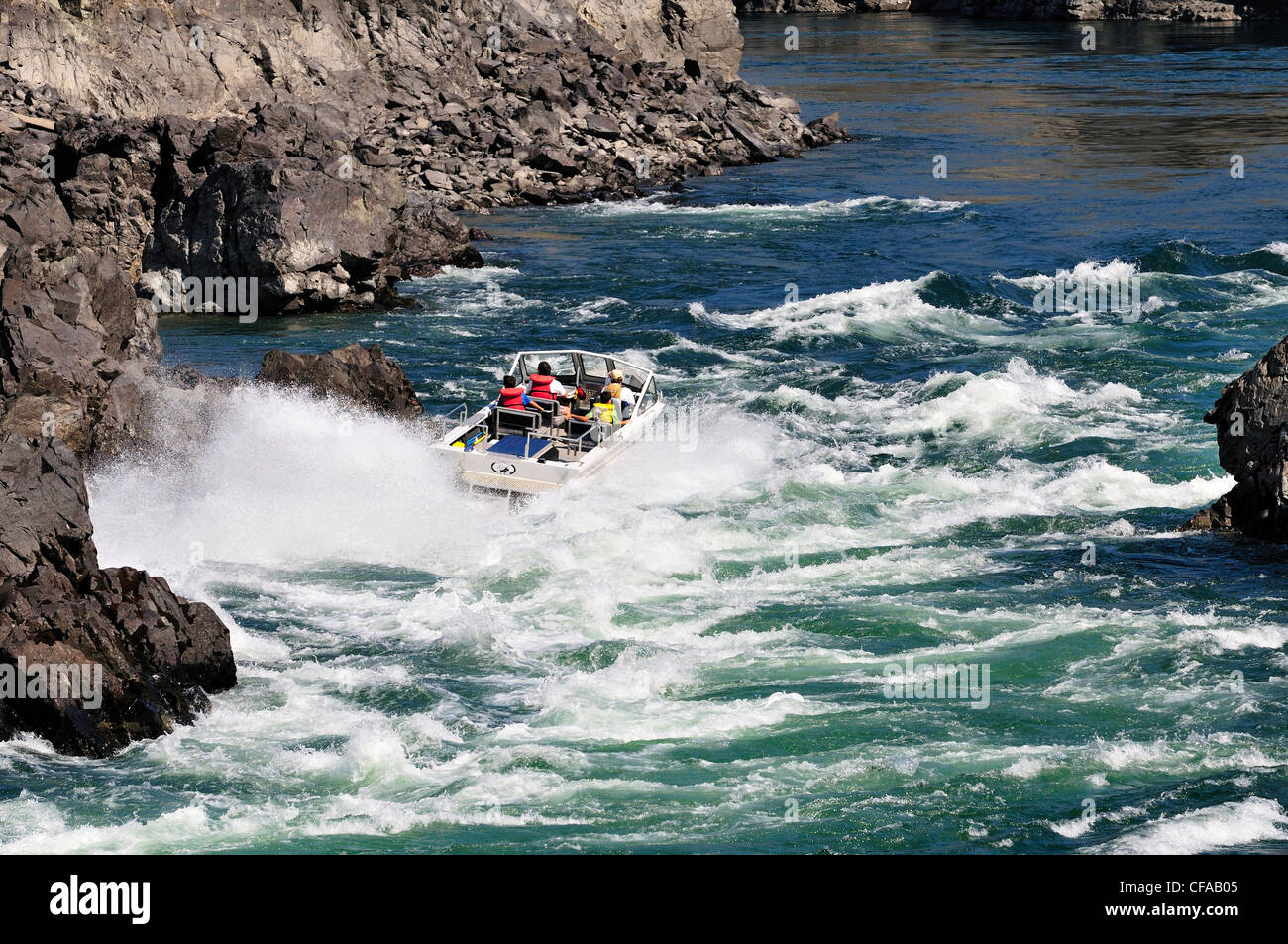 Jet boating on the Thompson River near Lytton, British Columbia, Canada ...
