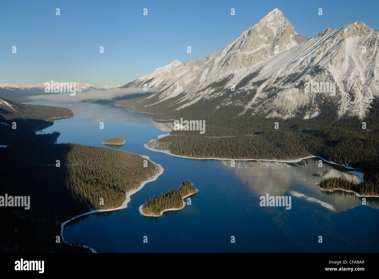 Aerial view of Maligne Lake, Jasper National Park, Alberta, Canada ...