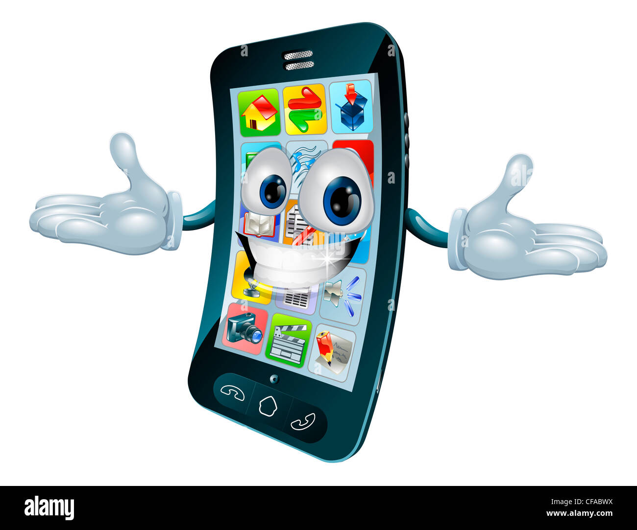 Mobile phone mascot character cartoon illustration Stock Photo - Alamy