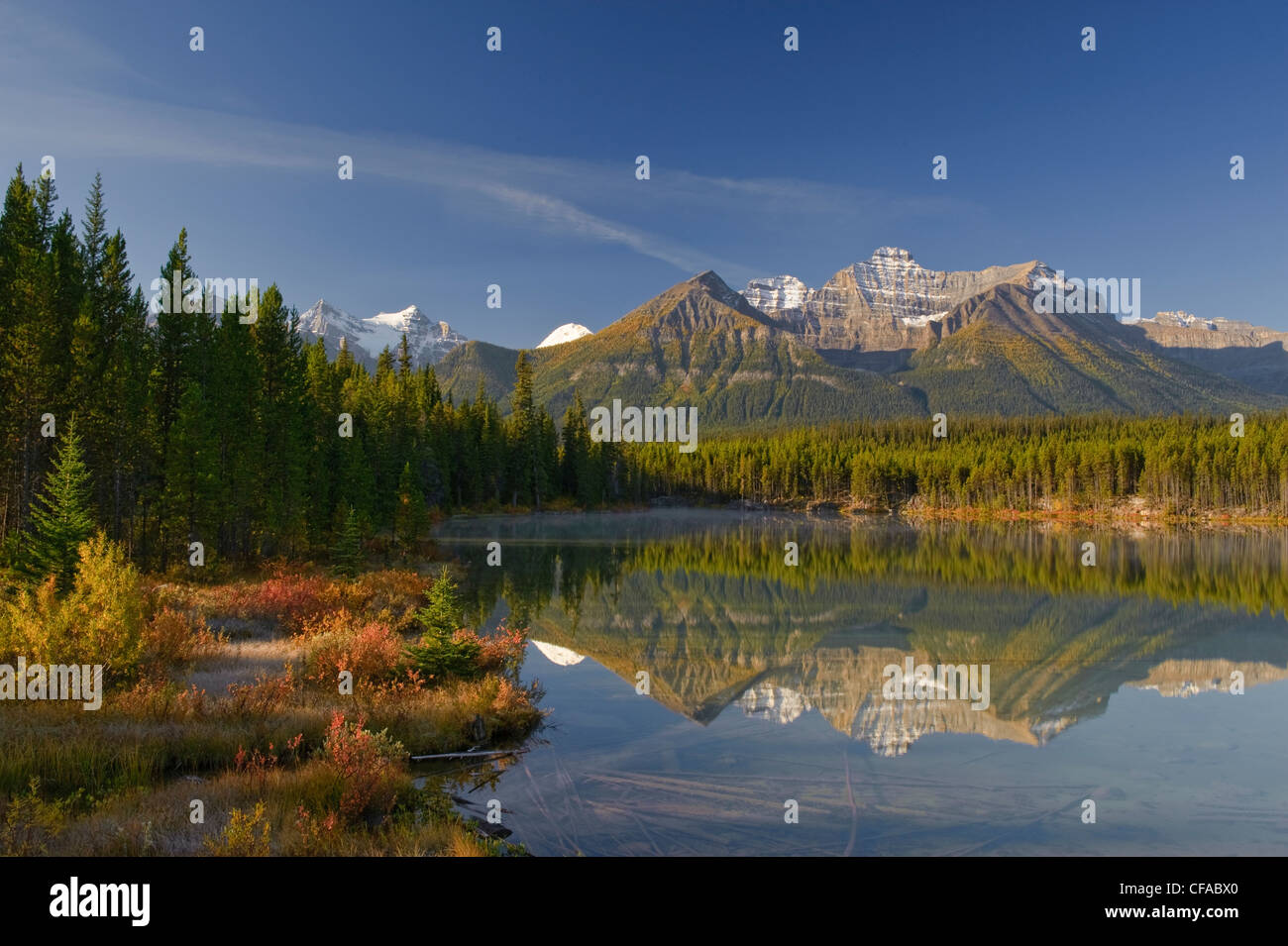 Herbert Lake in autumn, Banff National Park, Alberta, Canada Stock ...