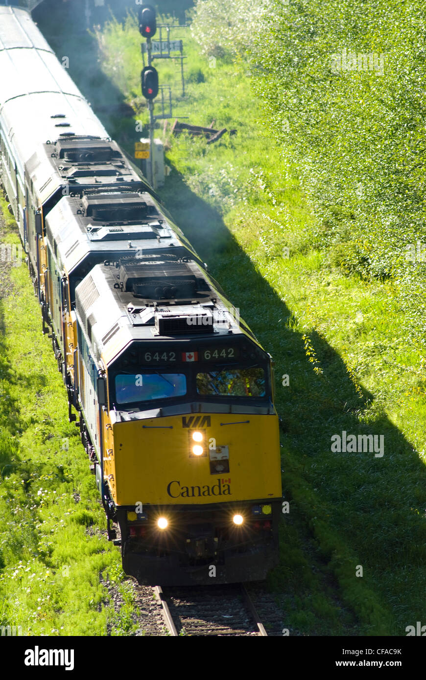 VIA Rail's Canadian (train #2) leaves Vancouver through the Grandview ...