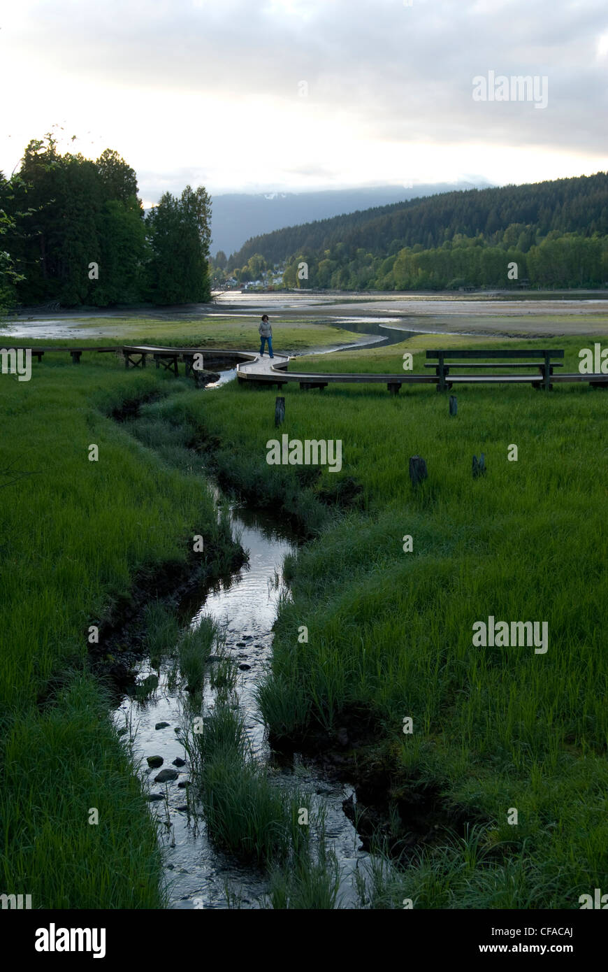 A woman walks along the boardwalk of Inlet Park near Rocky Point, Port ...