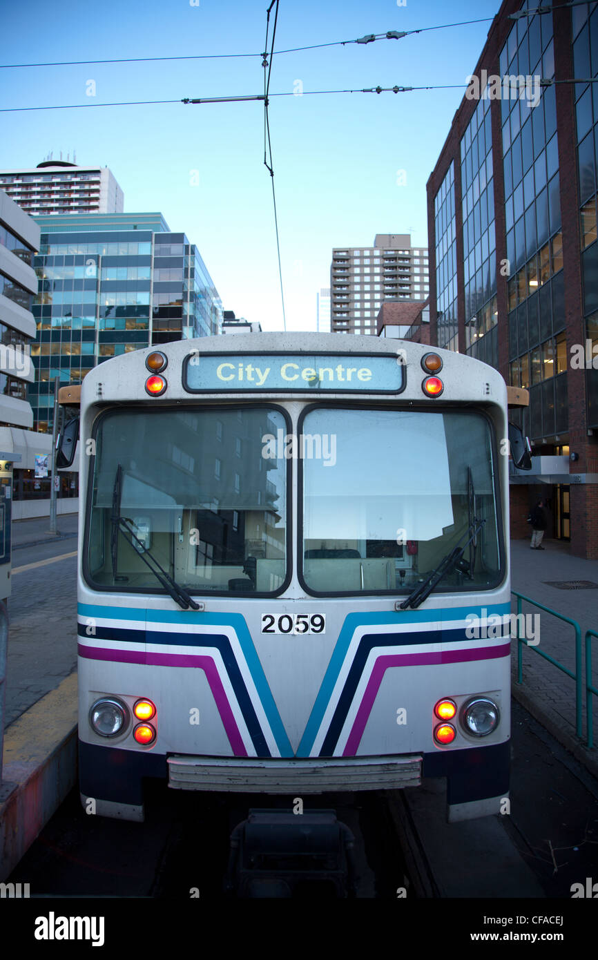 Calgary C-Train at the 69th Street Station, downtown, Calgary, Alberta ...