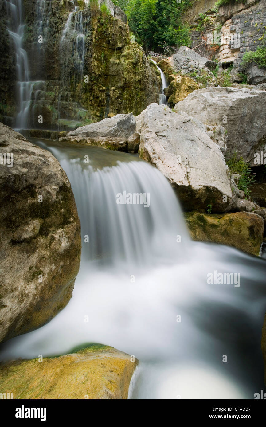 Inglis Falls on the Niagara Escarpment, flowing water in summer, Owen ...