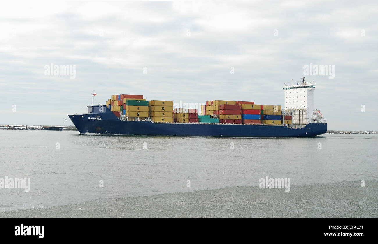 Commercial container ship Stock Photo - Alamy
