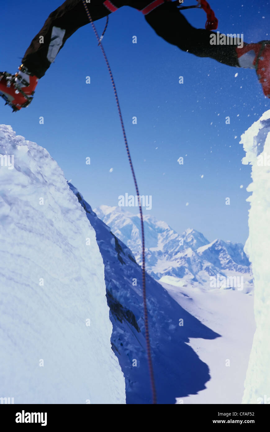 Jumping crevasse with Mount Logan beyond, Yukon, Canada Stock Photo - Alamy