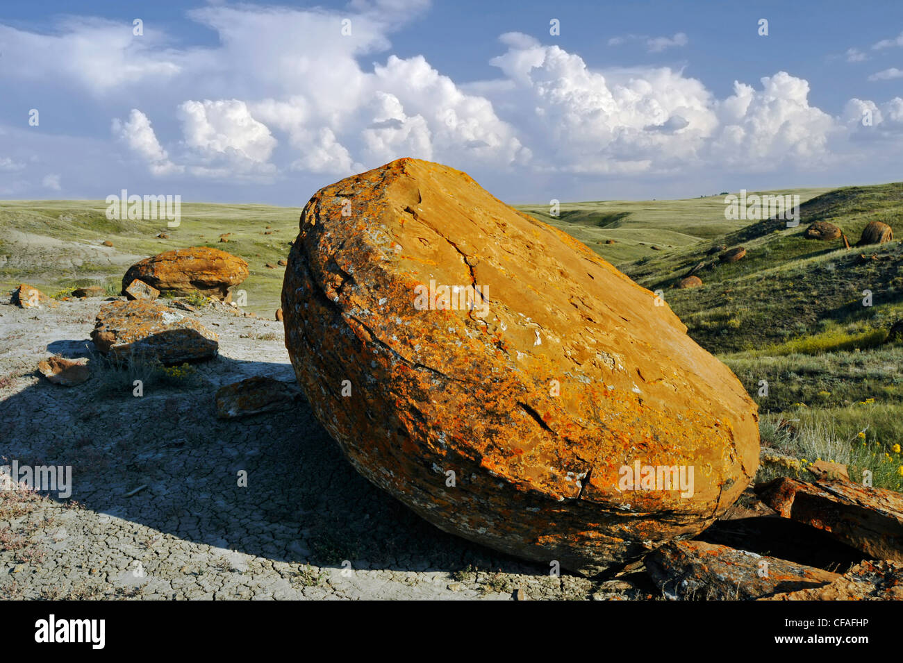 Sandstone concretions in Red Rock Coulee Natural Area, Alberta, Canada ...