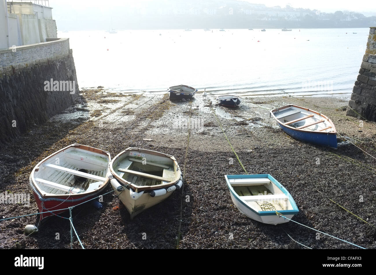 Boats in Flushing, Cornwall Stock Photo - Alamy