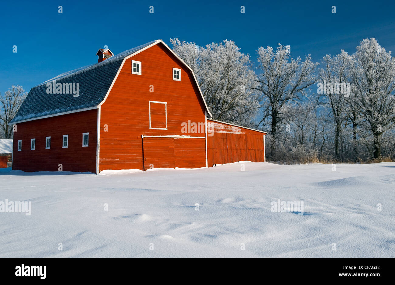 Horizontal winter landscape red barn hi-res stock photography and ...