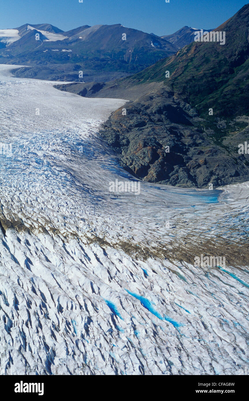 Aerial view of Llewellyn Glacier, Atlin Provincial Park, British ...