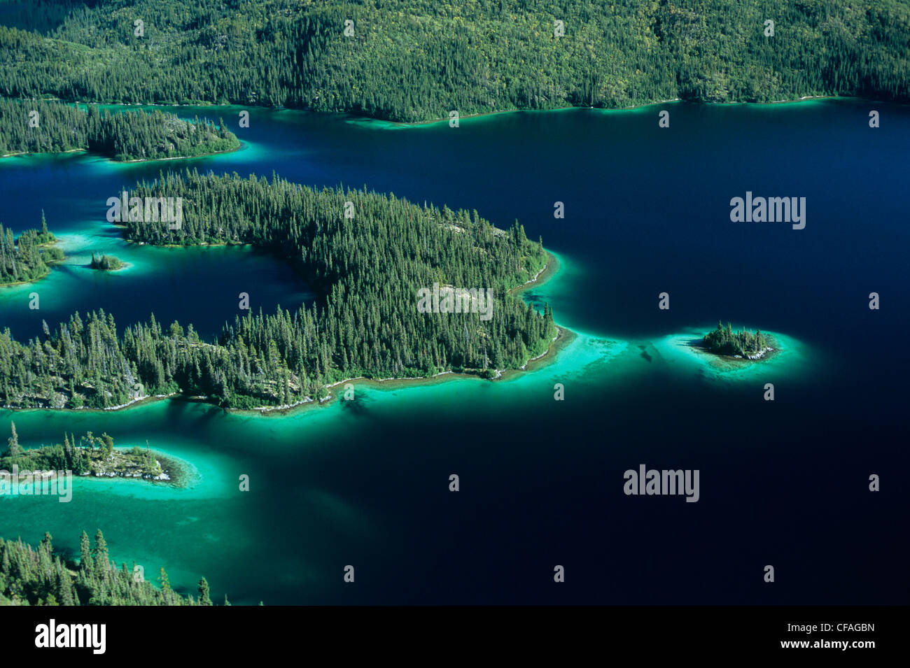 Aerial view of Lake near Atlin, British Columbia, Canada Stock Photo ...