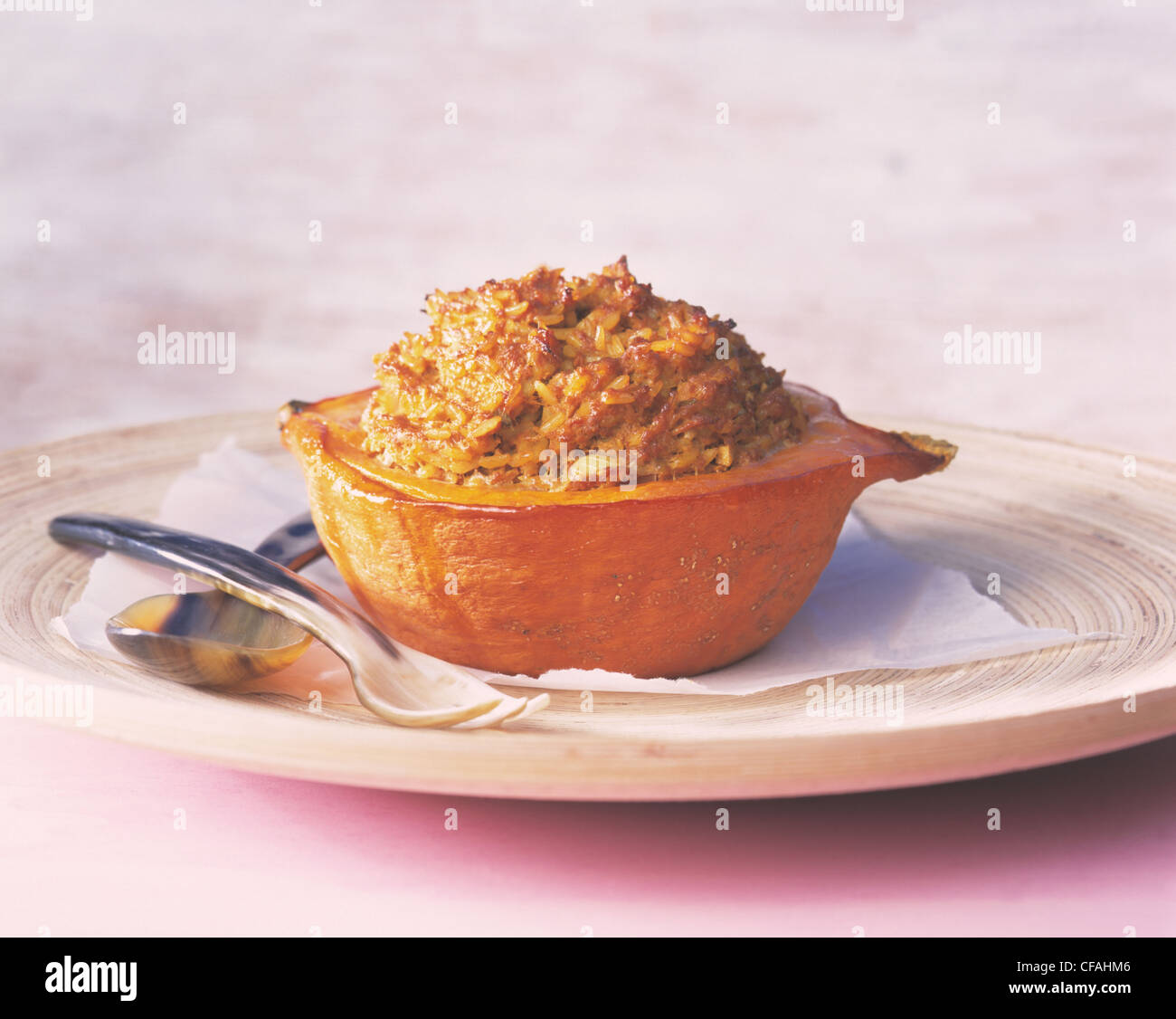 Pumpkin filled with minced meat and rice - Tansania Stock Photo - Alamy