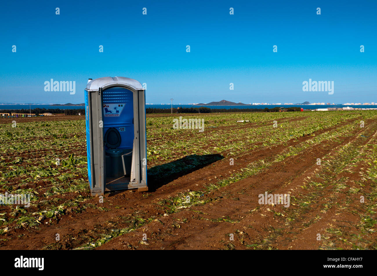 A plastic portable toilet situated in a field near La Manga Stock Photo ...