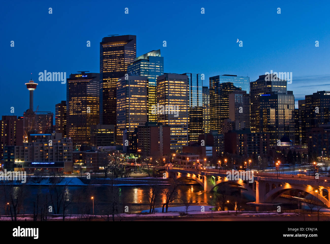 Downtown sky line at night, Calgary, Alberta, Canada Stock Photo - Alamy