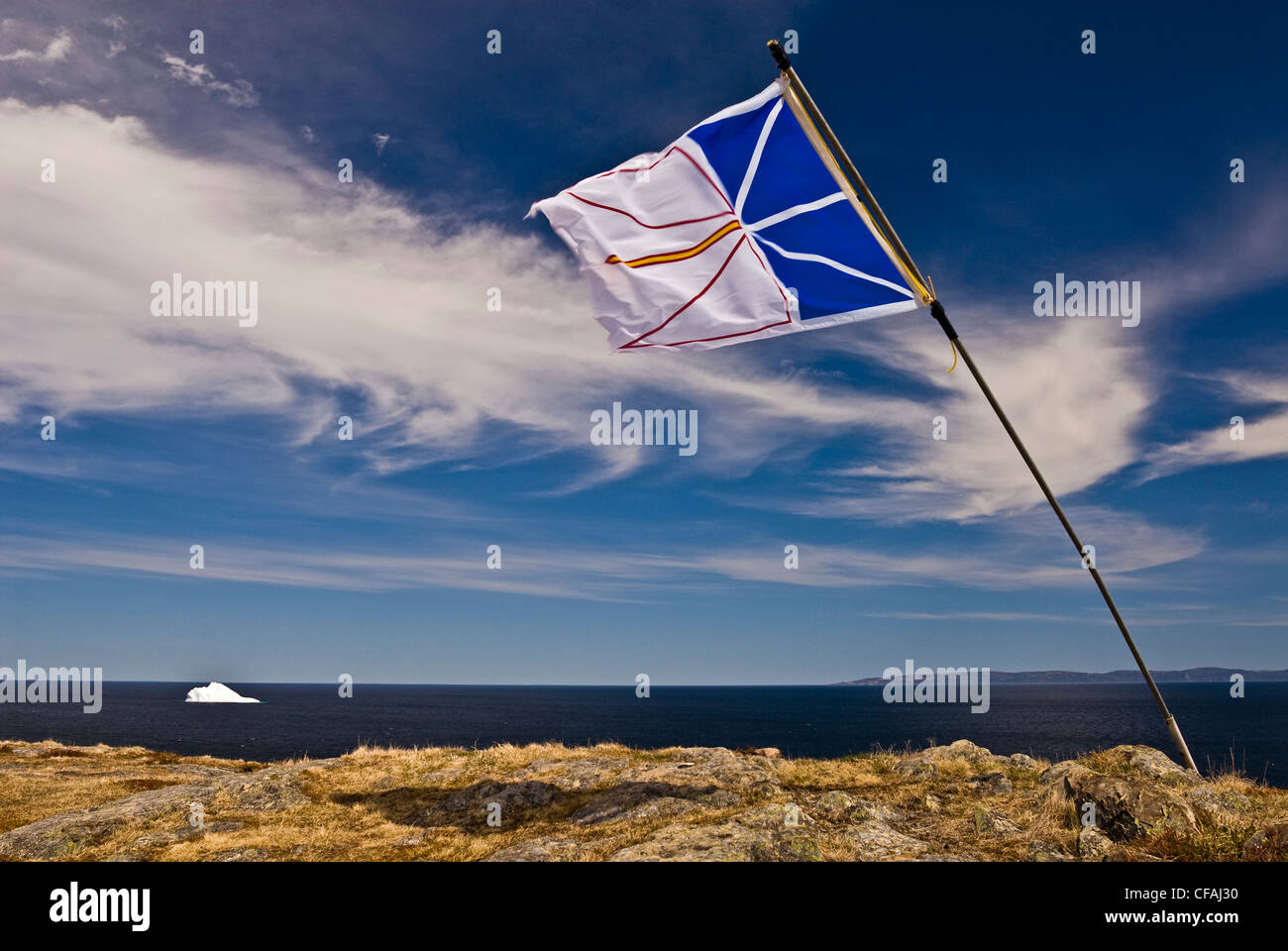The Flag of Newfoundland on the coast of Newfoundland and Labrador ...