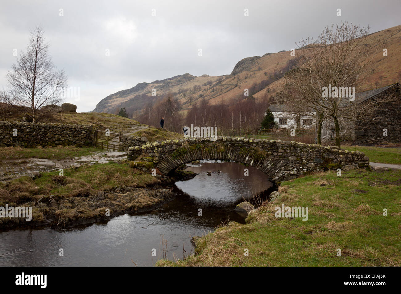 Stone bridge over Watendlath Beck at Watendlath, near Keswick, Lake ...