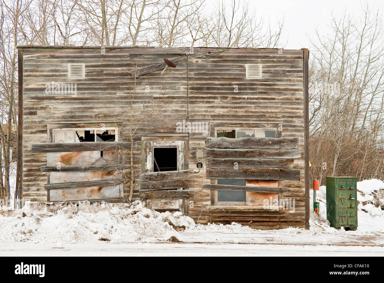 Abandoned wooden sided store and mailbox on road side in Whitford ...