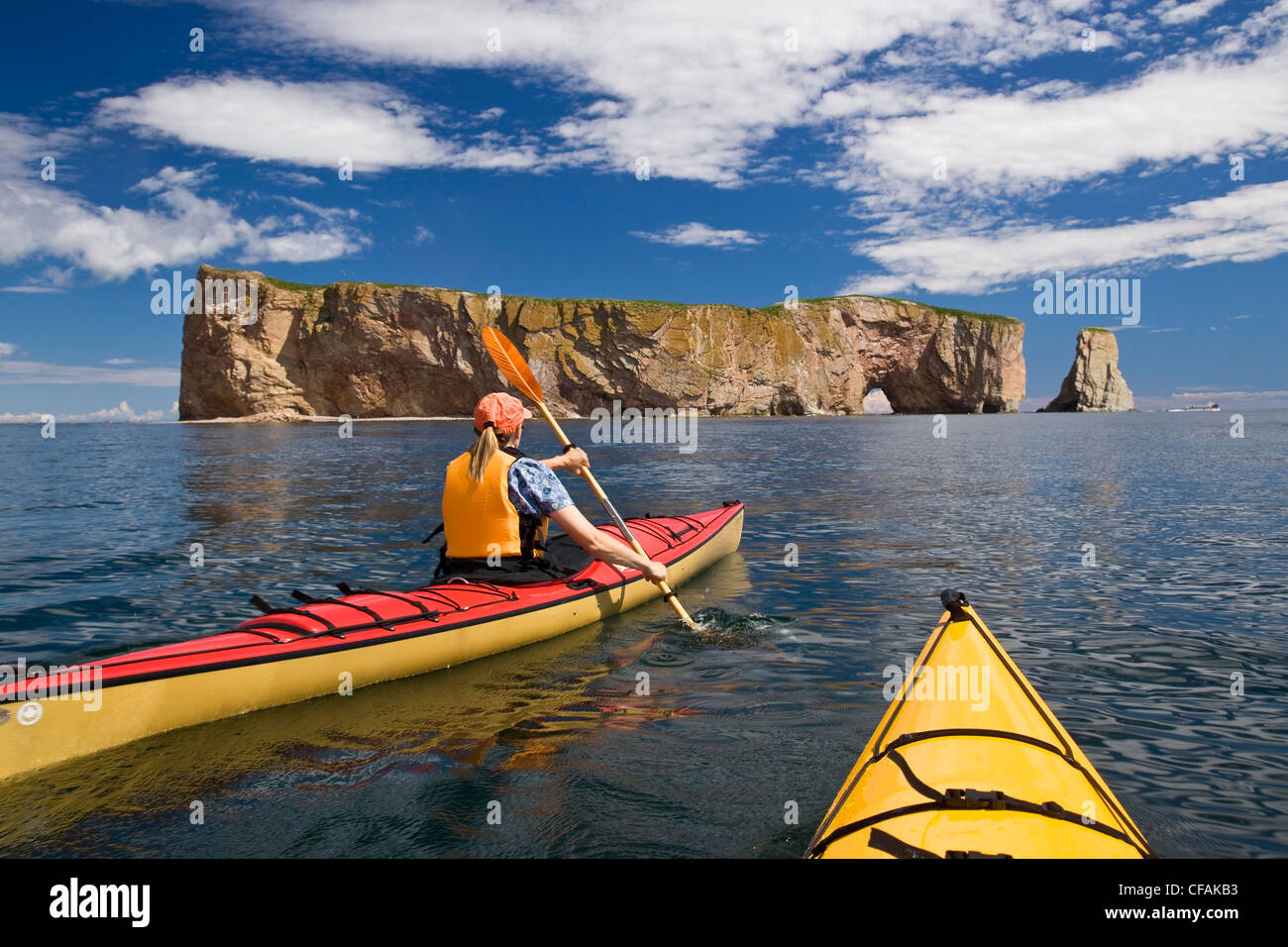 Sea-kayaking near Perce Rock, Gaspe, Quebec, Canada Stock Photo - Alamy