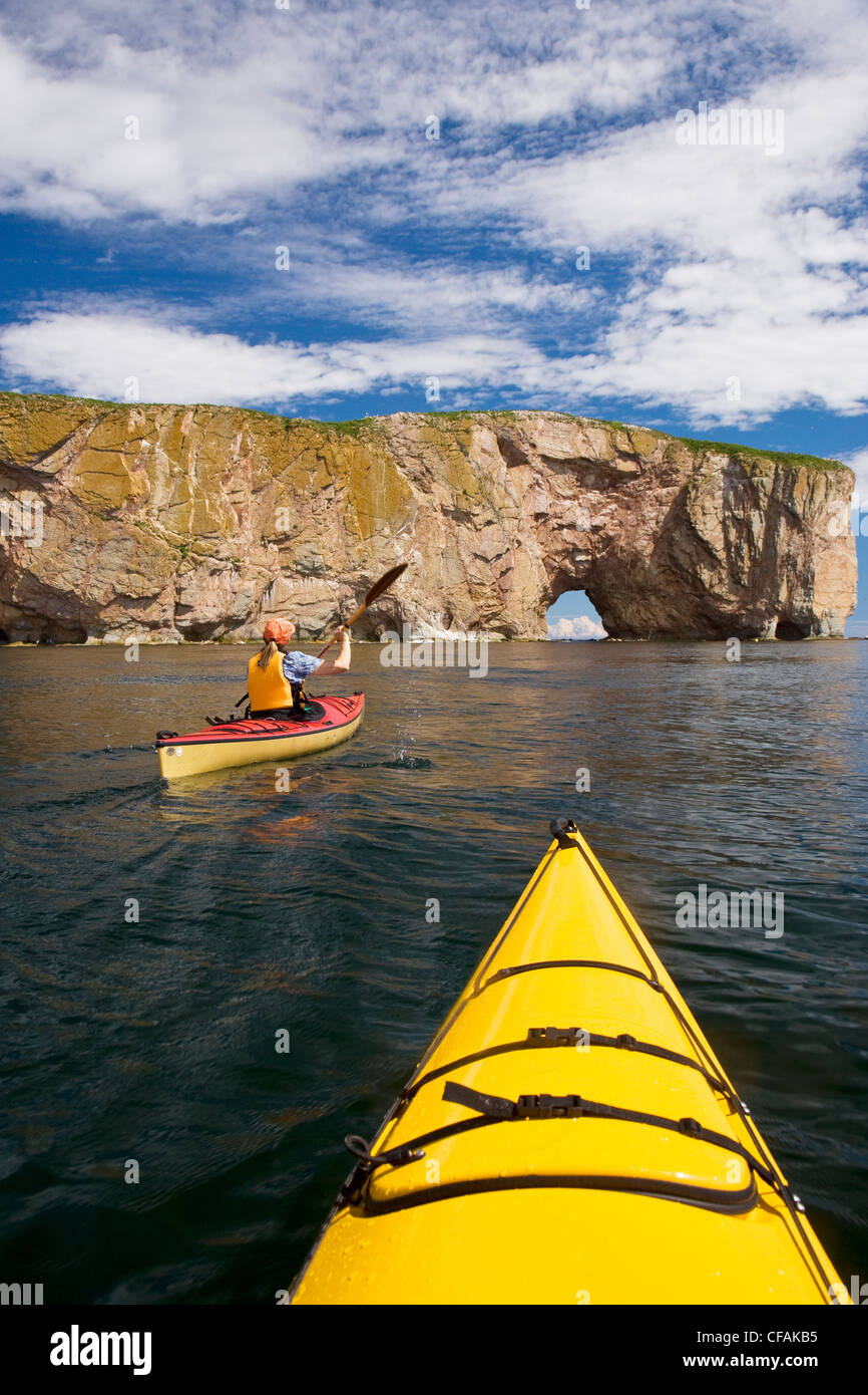 Sea-kayaking near Perce Rock, Gaspe, Quebec, Canada Stock Photo - Alamy