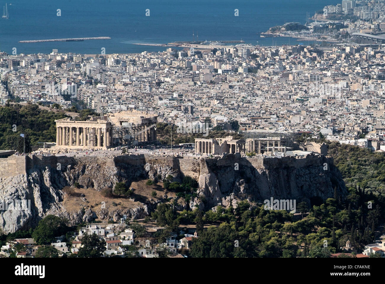Athens Lykavittos Hill view of Athens from the peak - the Acropolis ...