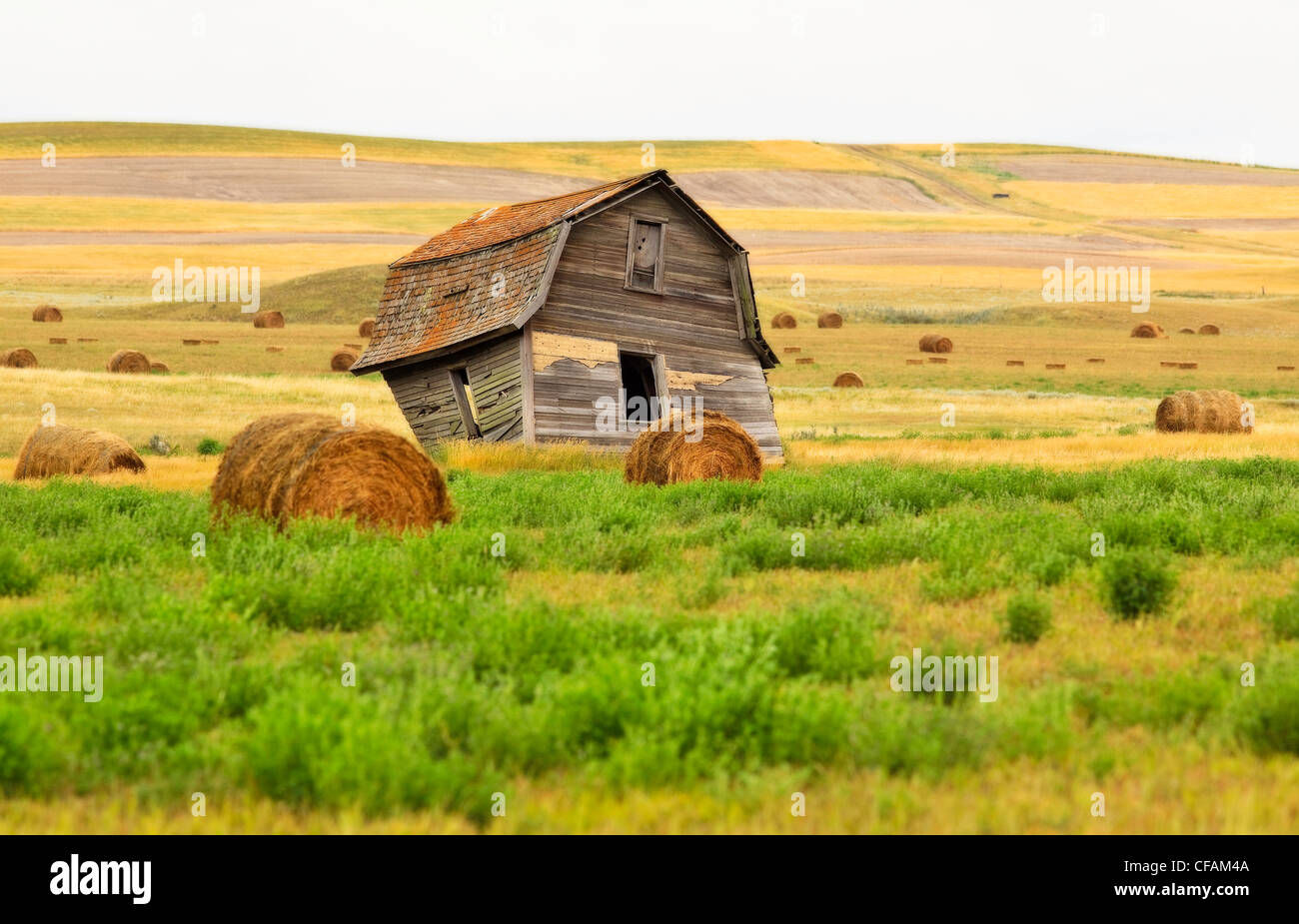 Twisted Barn on the Canadian Prairie, near the Big Muddy Badlands ...