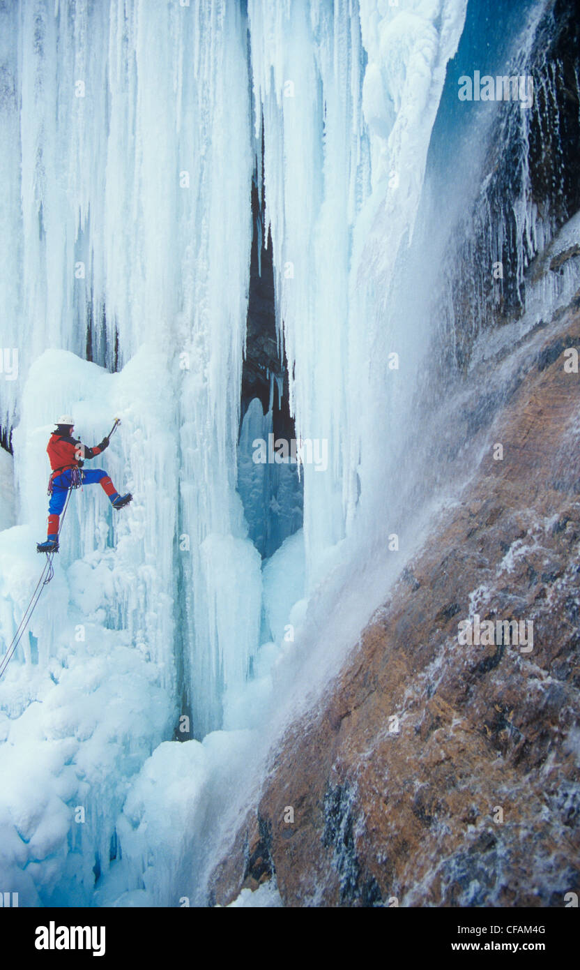 Man ice climbing in Kananaskis Country, Alberta, Canada Stock Photo - Alamy