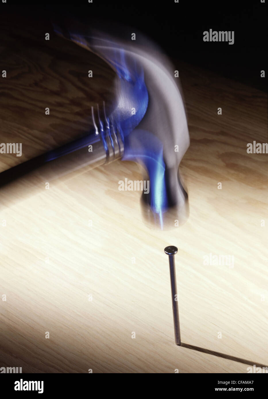 hammer hitting a nail in movement, Montreal, Quebec, Canada Stock Photo ...