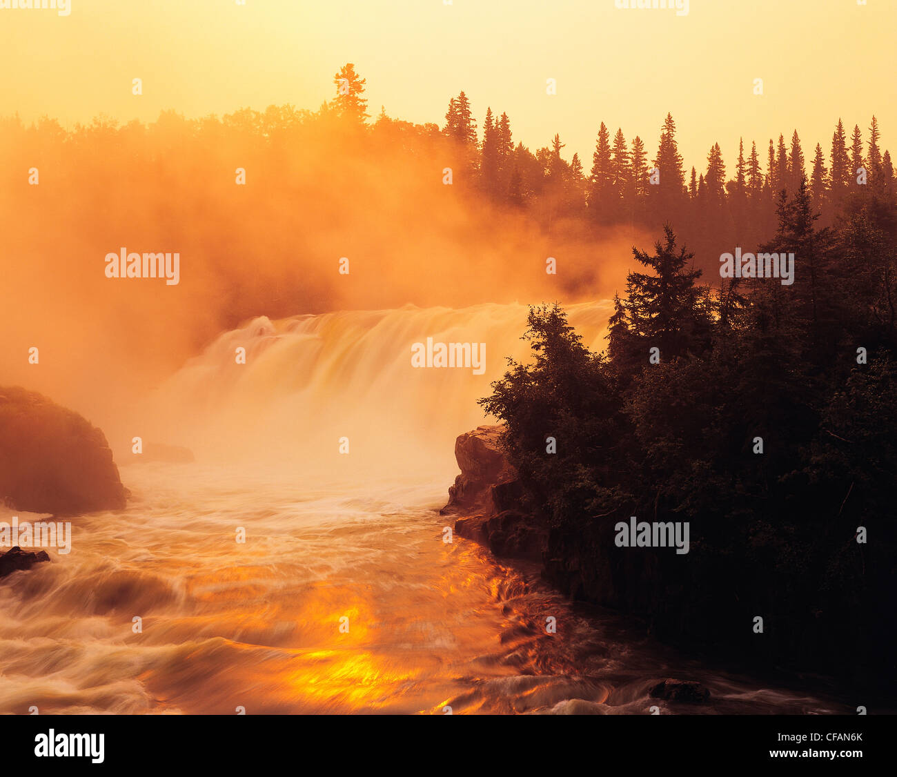 Sunrise at Pisew Falls Provincial Park along the Grass River, Manitoba ...