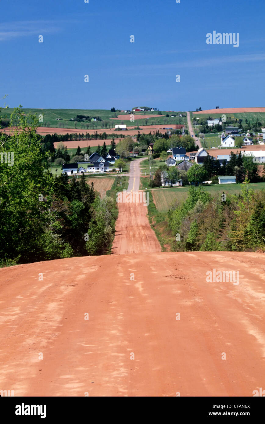 Red clay road in Burlington, Prince Edward Island, Canada Stock Photo ...