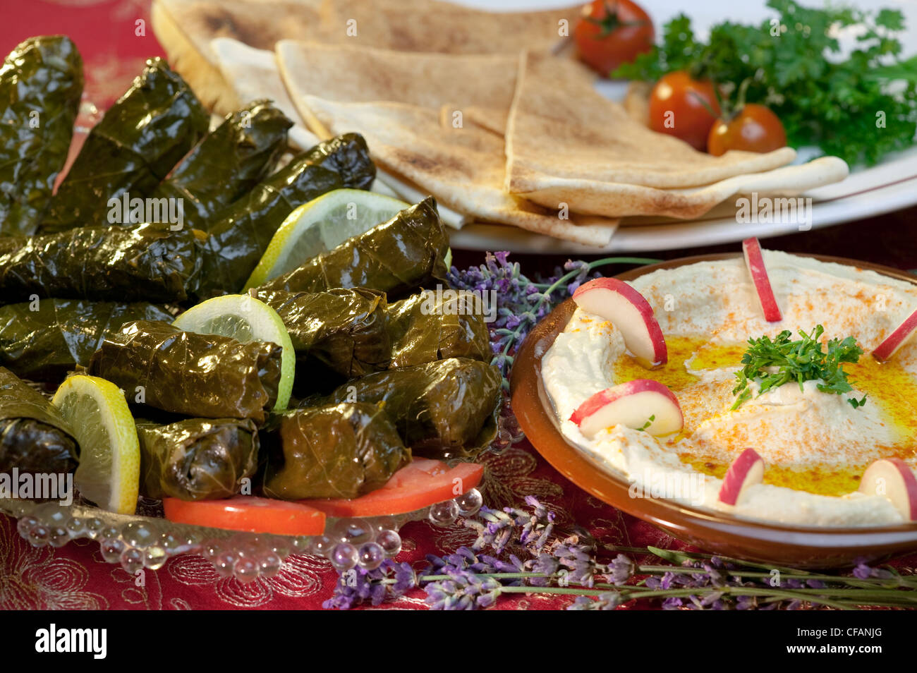 Selection of Lebanese food Stock Photo - Alamy