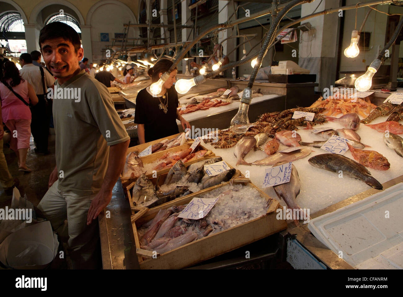 Greece Athens Psiri The Central Market fresh fish - fishmonger Stock ...