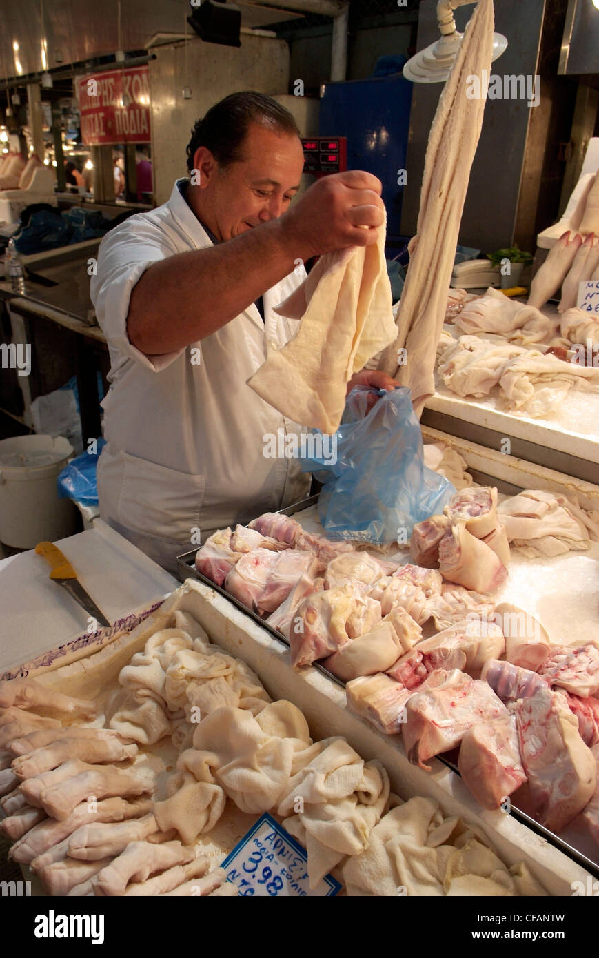 Athens Psiri The Central Market tripe Stock Photo - Alamy
