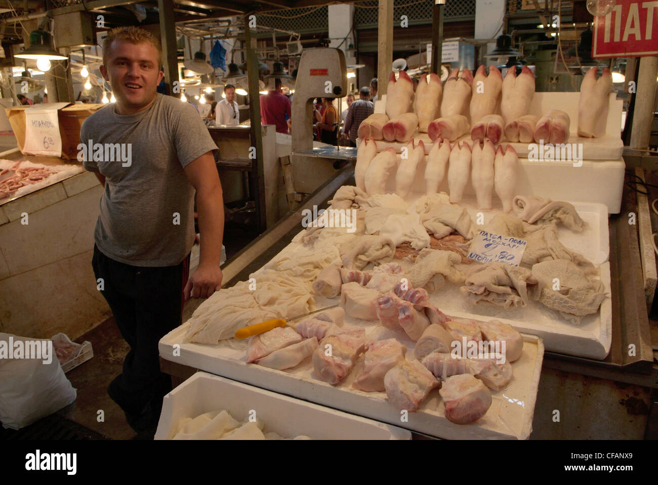 Greece Athens Psiri The Central Market tripe and calves feet Stock ...