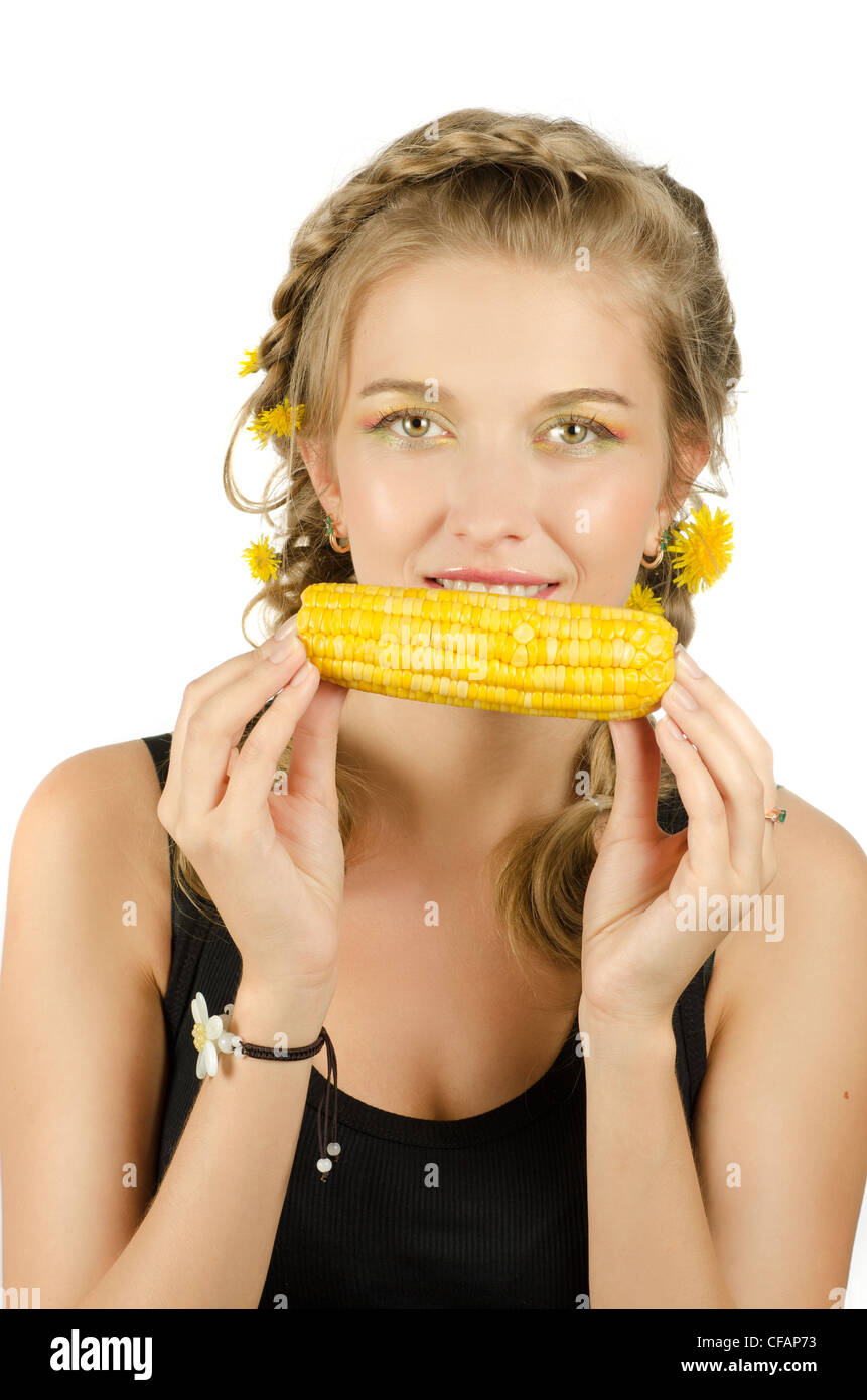 Woman Eating Corn On The Cob